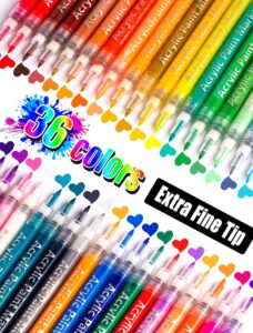 36 colors extra fine tip paint pens paint markers, premium acrylic paint pens for rock painting, canvas, wood, glass, ceramic, fabric, acrylic paint markers set for painting supplies