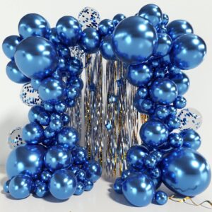 metallic blue balloon different sizes 110 pcs 18 12 10 5 inch chrome balloon garland arch kit confetti balloons blue latex party balloons for graduation baby shower birthday wedding party decorations