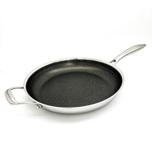 cooksy 12 inch hexagon surface hybrid stainless steel frying pan with lid