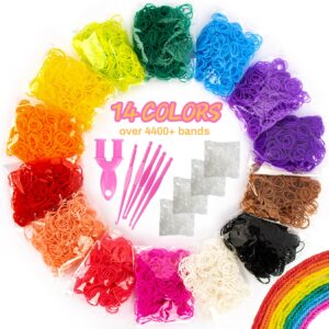 sukh 4400+pcs loom rubber bands kit - rubber band making kit loom rubberbands making kit rubber band loom making kit with 1 y-loom 200 s-clpis 5 hooks for kids handcrafts making