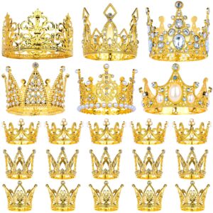 crown cake topper mini crown gold crowns for flower bouquets glittering metal queen crowns for women girl lady bridal wedding vintage cake decoration for baby shower birthday party 9 style