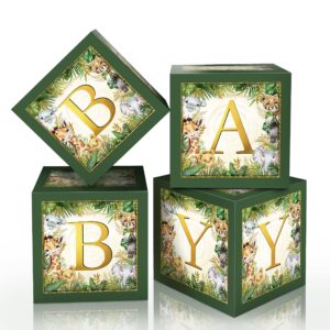 jungle safari baby boxes with letters for baby shower decorations boy girl jungle animal theme decor balloon blocks for jungle safari baby shower gender reveal birthday party supplies