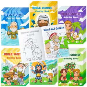 zainpe 24pcs christian bible stories coloring books for kids bible study theme diy art drawing book jesus noah's ark pattern color booklets party favors supplies birthday gift goodie bag filler