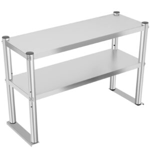 double overshelf stainless steel 12'' x 31'',commercial 2 tier shelf for prep & work table in restaurant,home and kitchen,double tier overshelf,double deck overshelf,kitchen table with adjustable