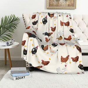 kopoeelk chicken blanket for kids, cute chicken throw blanket, chicken gifts for chicken lovers, soft cozy flannel throw blanket for chicken decor 50x40 inches