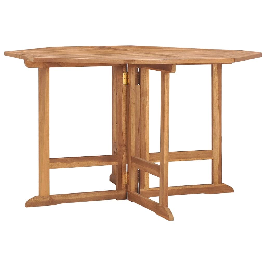 vidaXL Solid Teak Wood Folding Patio Dining Table- Weather-Resistant Garden Furniture- Outdoor Octagonal Design- Fine Sanded Finish 43.3"x43.3"x29.5"