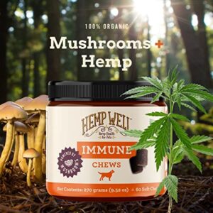 Hemp Well Immune + Allergy Support Dog Soft Chews with Functional Mushrooms and Hemp - 60 Count, Dog Allergy Relief, Itch Relief for Dogs - Dog Vitamins and Supplements for Digestive and Skin Support