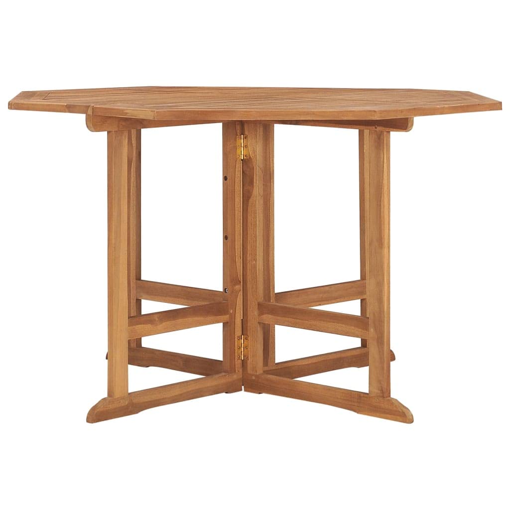 vidaXL Solid Teak Wood Folding Patio Dining Table- Weather-Resistant Garden Furniture- Outdoor Octagonal Design- Fine Sanded Finish 43.3"x43.3"x29.5"