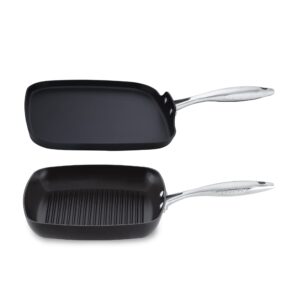 scanpan professional 10.5” square grill pan & 11” griddle - easy-to-use nonstick cookware - dishwasher, metal utensil & oven safe - made in denmark