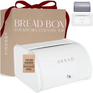 white modern bread box for kitchen countertop, homemade bread storage container fresh sourdough loaf box for kitchen counter, breadbox for kitchen countertop, bread holder for kitchen counter keeper