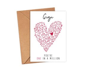 yanashop88 gigi you're one in a million card - gigi birthday card - thank you greeting card - card for her - anniversary card - mother's day card - thank you card - i love you gigi card