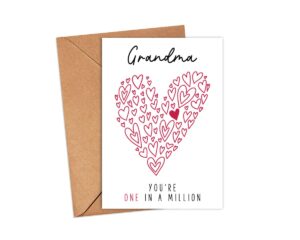 yanashop88 grandma you're one in a million card - grandma birthday card - thank you greeting card - card for her - anniversary card - mother's day card - thank you card - i love you grandma card