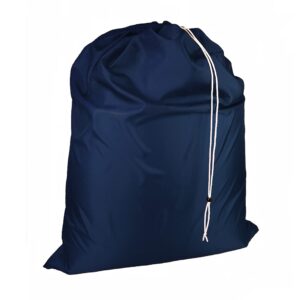 super extra large heavy duty 100% nylon laundry storage bag, h u g e size: l 40" x h 50", family size bag with locking closure drawstring, machine washable, xxl organizer bag. made in usa (navy blue)