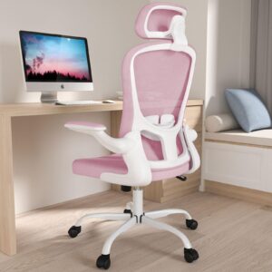 office chair, high back ergonomic desk chair, breathable mesh desk chair with adjustable lumbar support and headrest, swivel task chair with flip-up armrests, executive chair for home office