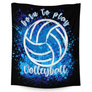 volleyball throw blanket for girls - 40 x 50 inches volleyball plush blanket gifts - blue soft fuzzy flannel blanket for couch & sofa