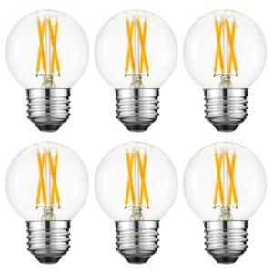 arberlic g16.5 light bulb led,4w e26 led bulb dimmable equivalent e26 40 watt light bulb,warm white 2700k,400lm,cri85+,ac120v,edison style,clear glass,flicker free,pack of 6