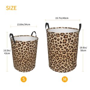 Gbuzozie Leopard Print Round Laundry Hamper Animal Skin Texture Storage Basket Toys Clothes Organizer Bin For Home Bathroom Bedroom Dorm Nursery, 38l