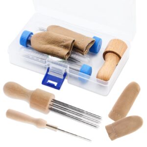 imzay needle felting tools, needle felting supplies, needle felting kit with 3 size 30pcs needles felting needles,wooden handle, finger cots, perfect for diy felting wool projects