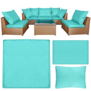 kinlop 15 pack outdoor cushion covers set, replacement patio furniture cushions, outdoor sectional cushions for 6 seat sectional furniture sofa chair with water repellent fabric cover (royal blue)