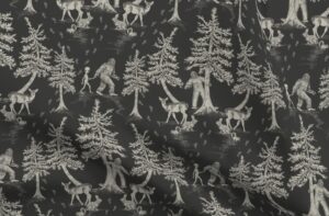 spoonflower fabric - sasquatch cryptids charcoal gray cryptozoology aliens printed on petal signature cotton fabric fat quarter - sewing quilting apparel crafts decor