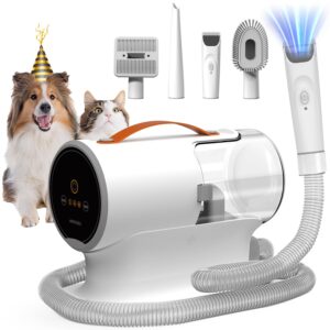 airrobo dog grooming vacuum, dog grooming kit,12000pa strong pet grooming vacuum for dogs, 2l large capacity dog vacuum for shedding grooming hair, dog hair vacuum, 5 pet grooming tools, quiet,pg100