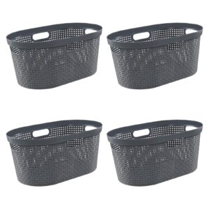 kekow 4-pack plastic laundry hamper, gray clothes basket/large storage basket, 40l