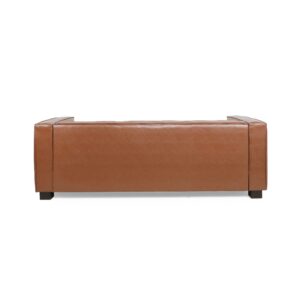 Christopher Knight Home Goyette Sofas, Cognac Brown + Dark Walnut