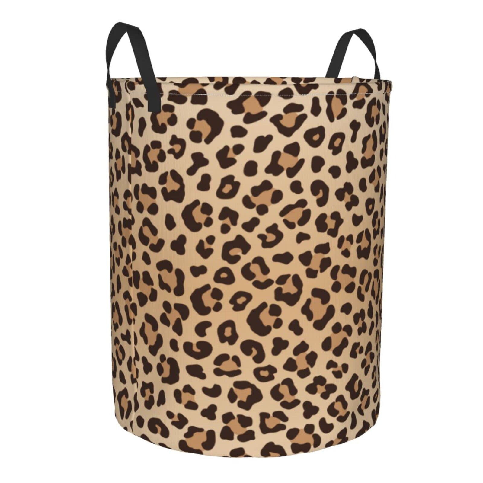 Gbuzozie Leopard Print Round Laundry Hamper Animal Skin Texture Storage Basket Toys Clothes Organizer Bin For Home Bathroom Bedroom Dorm Nursery, 38l