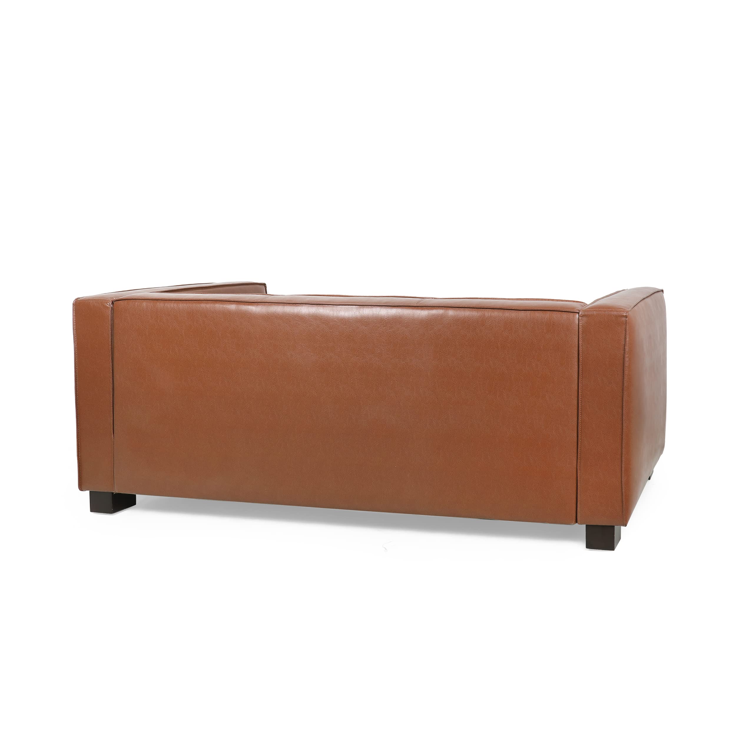 Christopher Knight Home Goyette Sofas, Cognac Brown + Dark Walnut