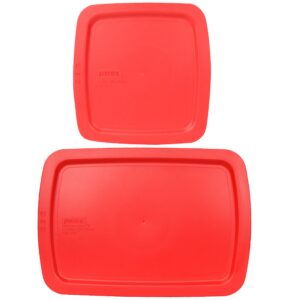 pyrex c-222-pc 2qt and c-233-pc 3qt red easy grab plastic replacement lids, made in the usa