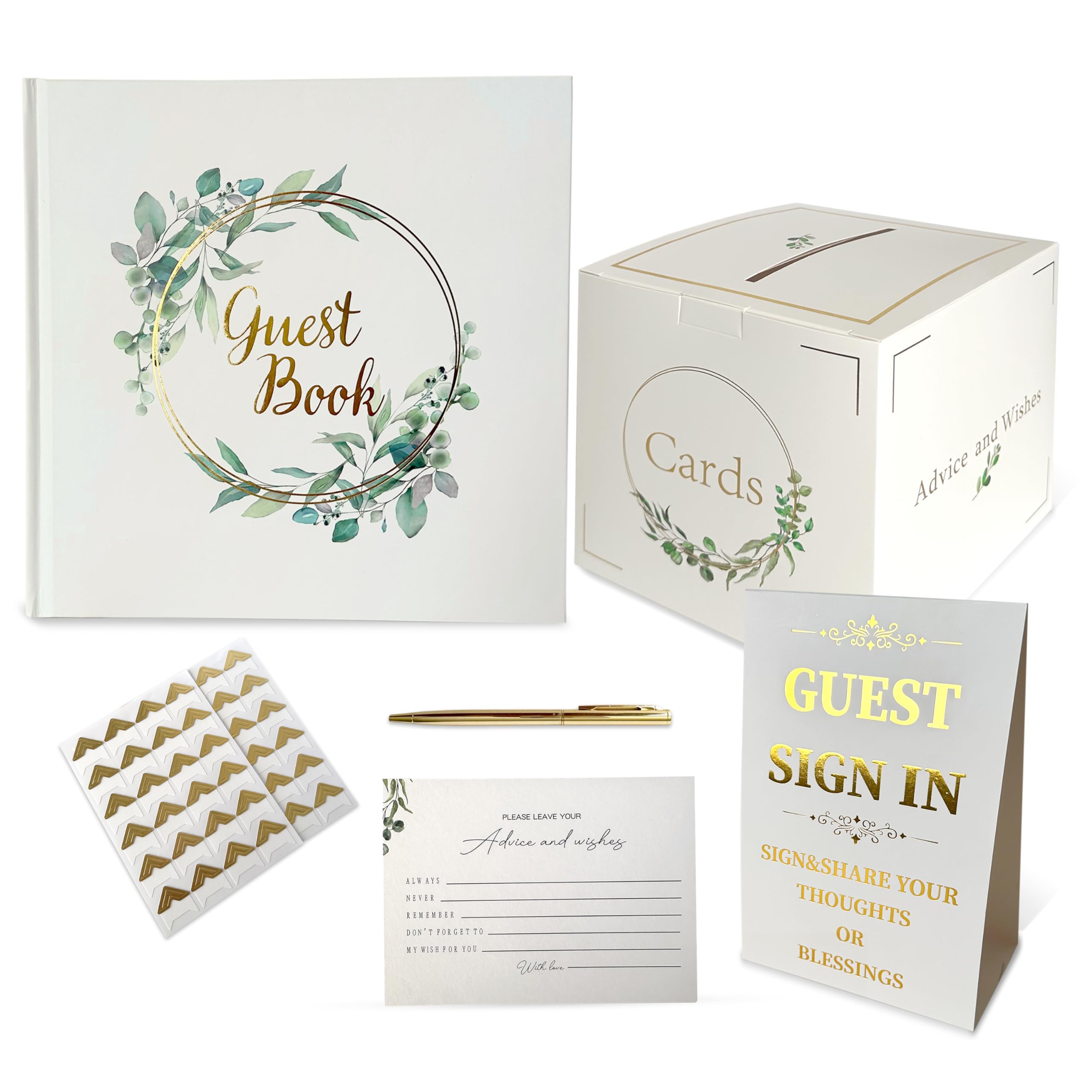 Arciia Wedding Guest Book - Polaroid Guest Book for Wedding with 48 Self-Adhesive Photo Corners & 50 Cards, Guest Book Wedding Reception, Graduation Guest Book, Wedding Guestbook, or Retirement Guest Book.