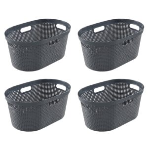 vababa 4 pack 40 liter plastic laundry basket with cut-out handles, gray