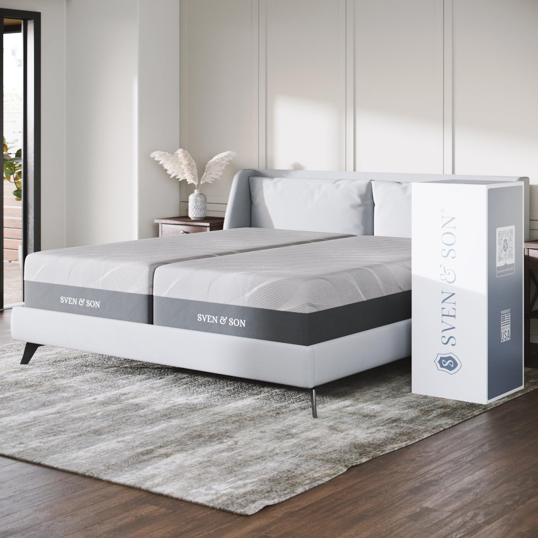 Sven & Son Gel Memory Foam Mattress, Premium Materials, CertiPUR-US, Made in The USA, 10 inch Firm - Split King