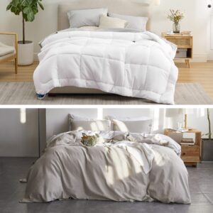 bedsure queen comforter duvet insert with corner tabs bundle linen cotton duvet cover queen size set