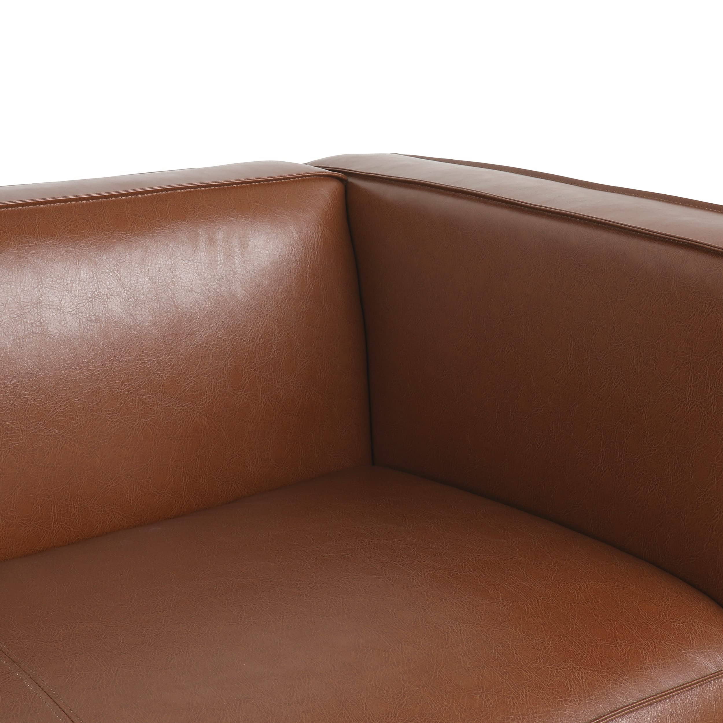 Christopher Knight Home Goyette Sofas, Cognac Brown + Dark Walnut