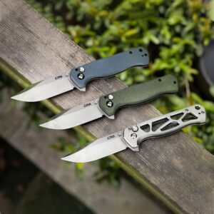 CJRB CUTLERY Folding Pocket Knife Chord(J1927) Flipper Button Lock EDC Gentleman Knife with AR-RPM9 Steel Blade and Green Micarta Handle Foldable Outdoor Carry for Men Women Gift