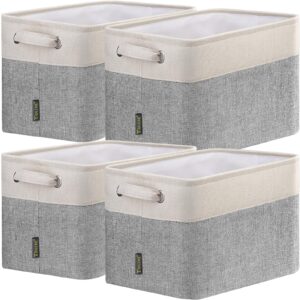 baleine fabric storage bins for shelves, linen storage baskets for organizing, decorative closet storage bins for clothes, toys, home storage (grey, 4 pack)