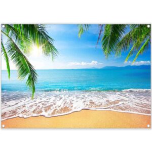 zthmoe 7x5ft fabric summer hawaii beach photography backdrop tropical seaside palm trees background luau aloha baby shower party decoration banner photo booth