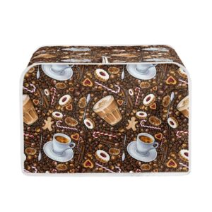 talayituse coffee print toaster cover 4 slice wide slot, lightweight toaster cover dust protection washable appliance bag bread maker cover