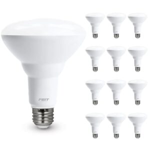 feit electric br30 led light bulb, 65w equivalent, dimmable, 650 lumens, e26 standard base, 2700k soft white, 90 cri, recessed can light bulbs, 12-year lifetime, br30dm927ca10k/mp/12, 12 pack