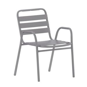 flash furniture lila commercial restaurant stack chair with triple slat back and arms, indoor-outdoor dining chair, silver