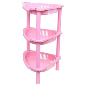 3 tier reusable plastic corner shelf organizer cabinet bathroom kitchen sundries storage rack pink simple and sophisticated design