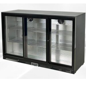 beer back bar cooler 3 glass sliding door 53" width beer fridge nsf certified beverage refrigerator 11.8 cu.ft under counter height 35°-46°f black bb3dup