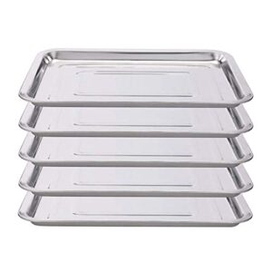 stainless steel trays,dowei 5 pack stainless steel 13.5" x 10" dental medical body piercing instrument tray surgical flat bottom trays for lab supplies