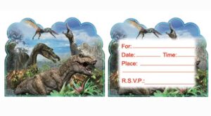 leowest 20pcs dinosaur birthday party invitations,dinosaur invitations birthday party supplies decoration (invitations4)