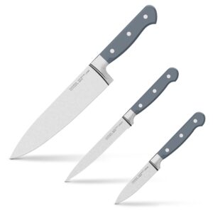 chicago cutlery halsted (3-pc) cutlery, ergonomic handles and sharp stainless steel professional chef cutlery set