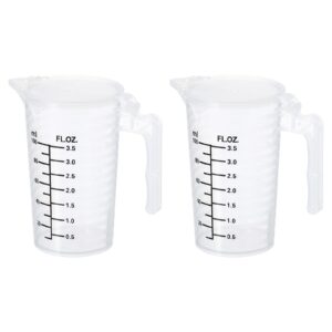 patikil graduated beaker, 2 pack 100ml pp plastic liquid measuring cup double sided black graduations with handle lid and spout for lab kitchen home