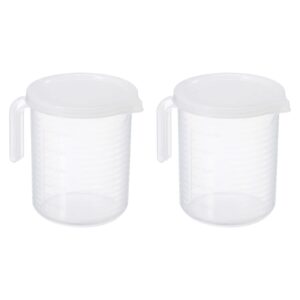 patikil graduated beaker, 2 pack 500ml pp plastic liquid measuring cup double sided graduations with handle lid and spout for lab kitchen home