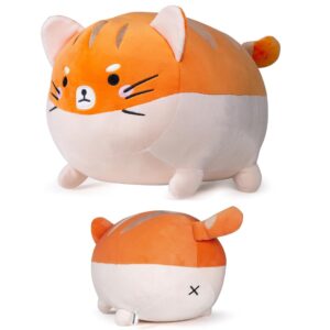 orange cat plush pillow 16”- premium grumpy cat stuffed animals plush cat pillow - cat body pillow fat cat plushies for girls and boys - long cat plush cute plushies kawaii stuff cat toys for kids