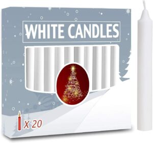 20 pcs candles for christmas tree - angel chime decorations - christmas pyramids carousel - magic ritual spell - 4-inch x 0.5-inch diameter (20 pcs, white)